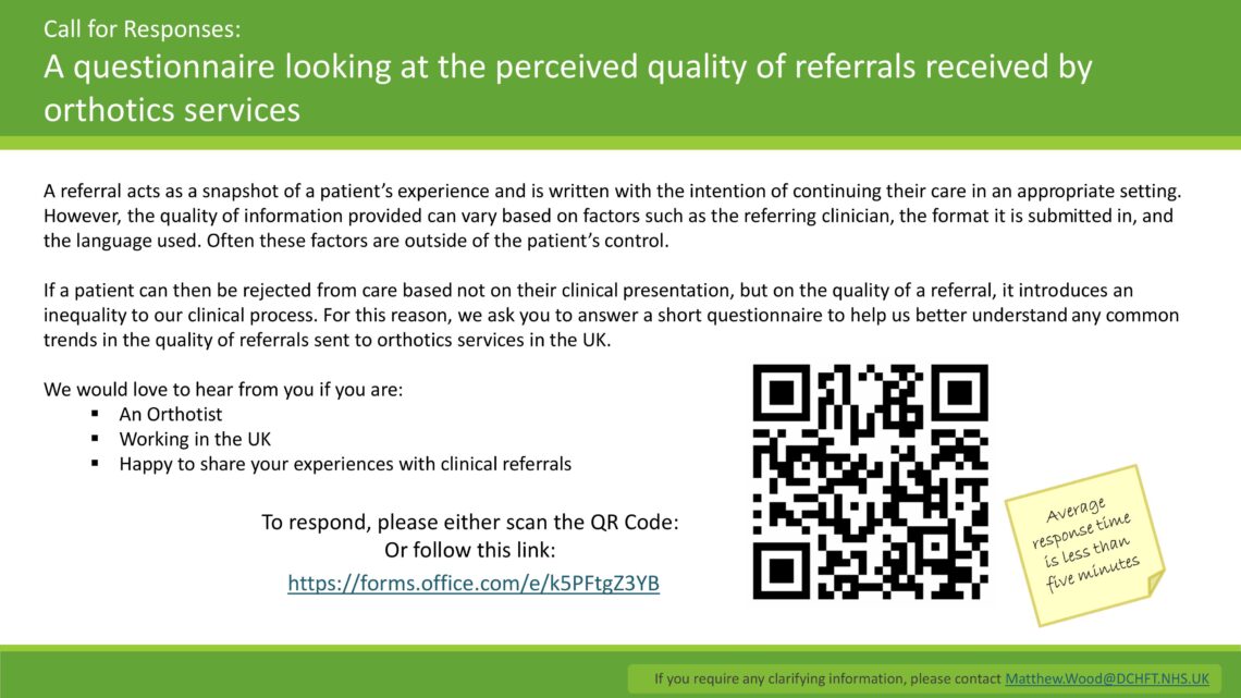 Call for Responses: A questionnaire looking at the perceived quality of ...